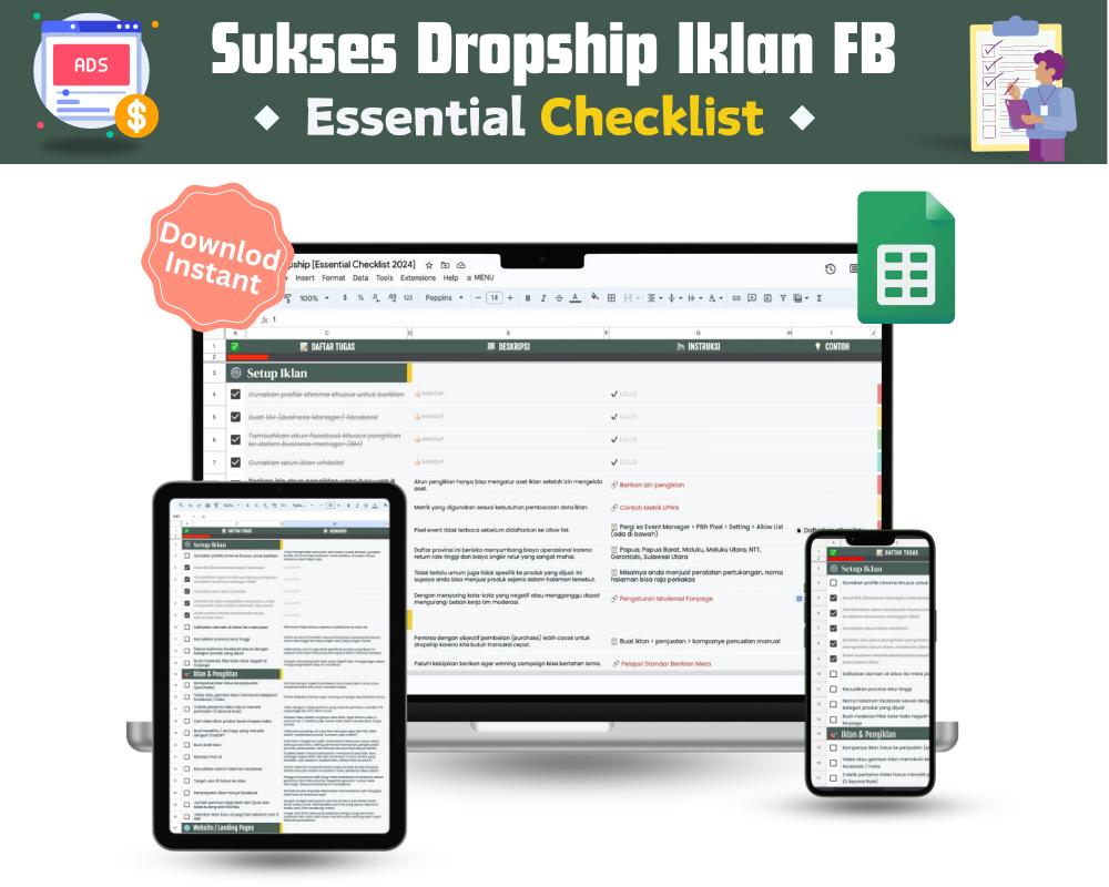 Checklist Ngiklan FB Dropship – Digital Maksima